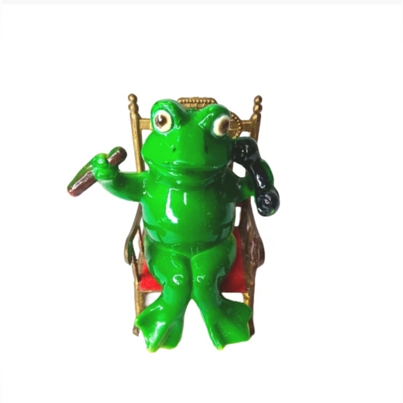 Accents | Vintage Frog In Rocking Chair Smoking Cigar Holding Phone Euc ...